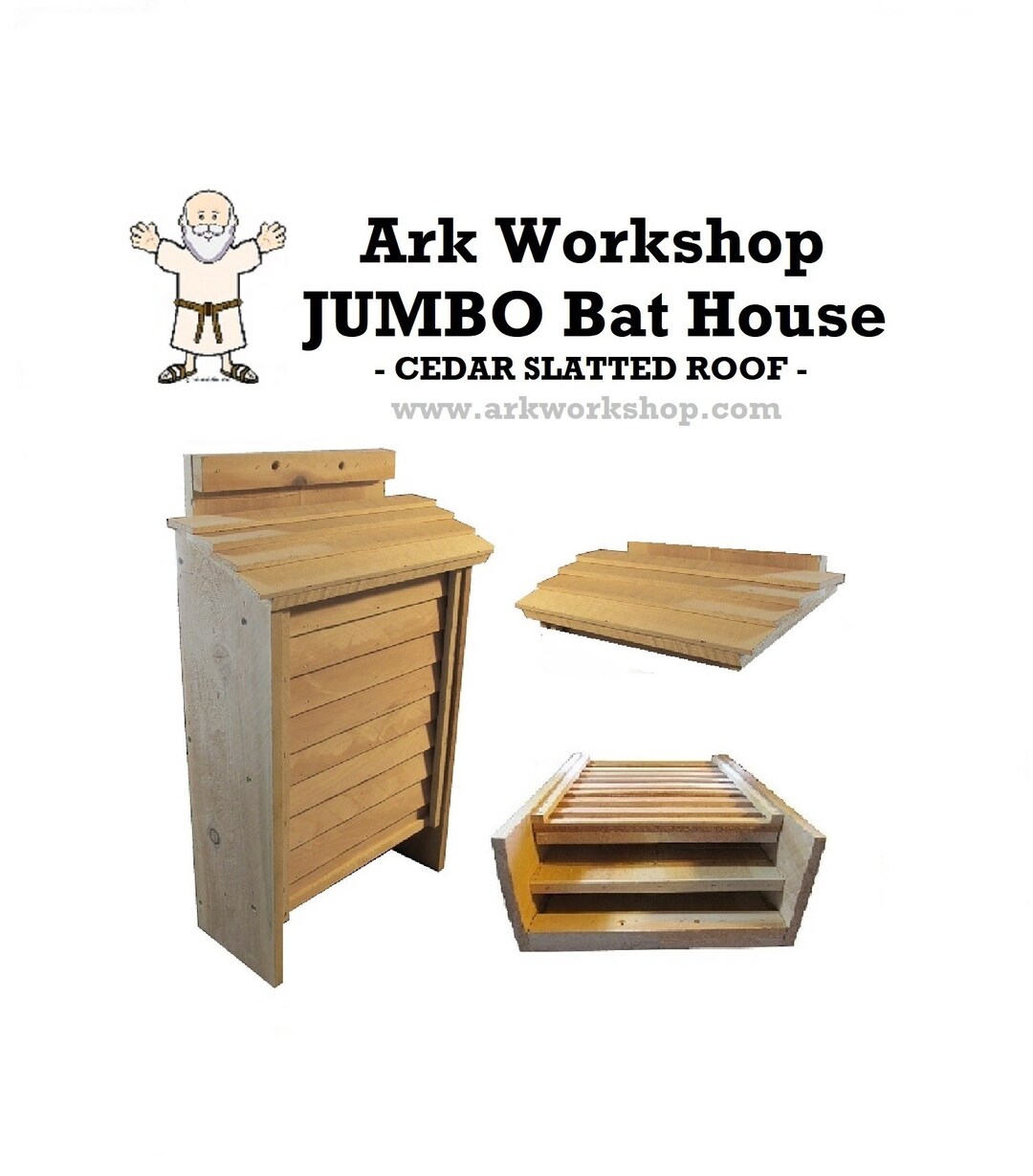 Jumbo Cedar Bat House: Slatted Roof Shelter, Natural Insect Control ...
