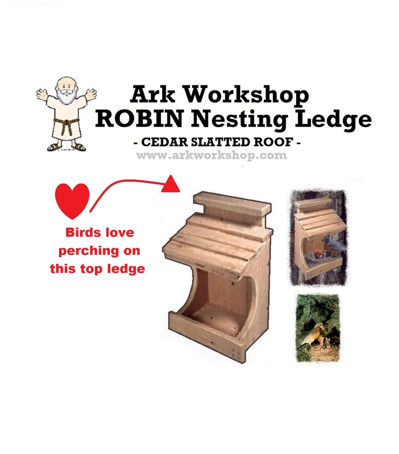 Ark Workshop Cedar Robin House Nesting Ledge Shelf Platform Also for ...