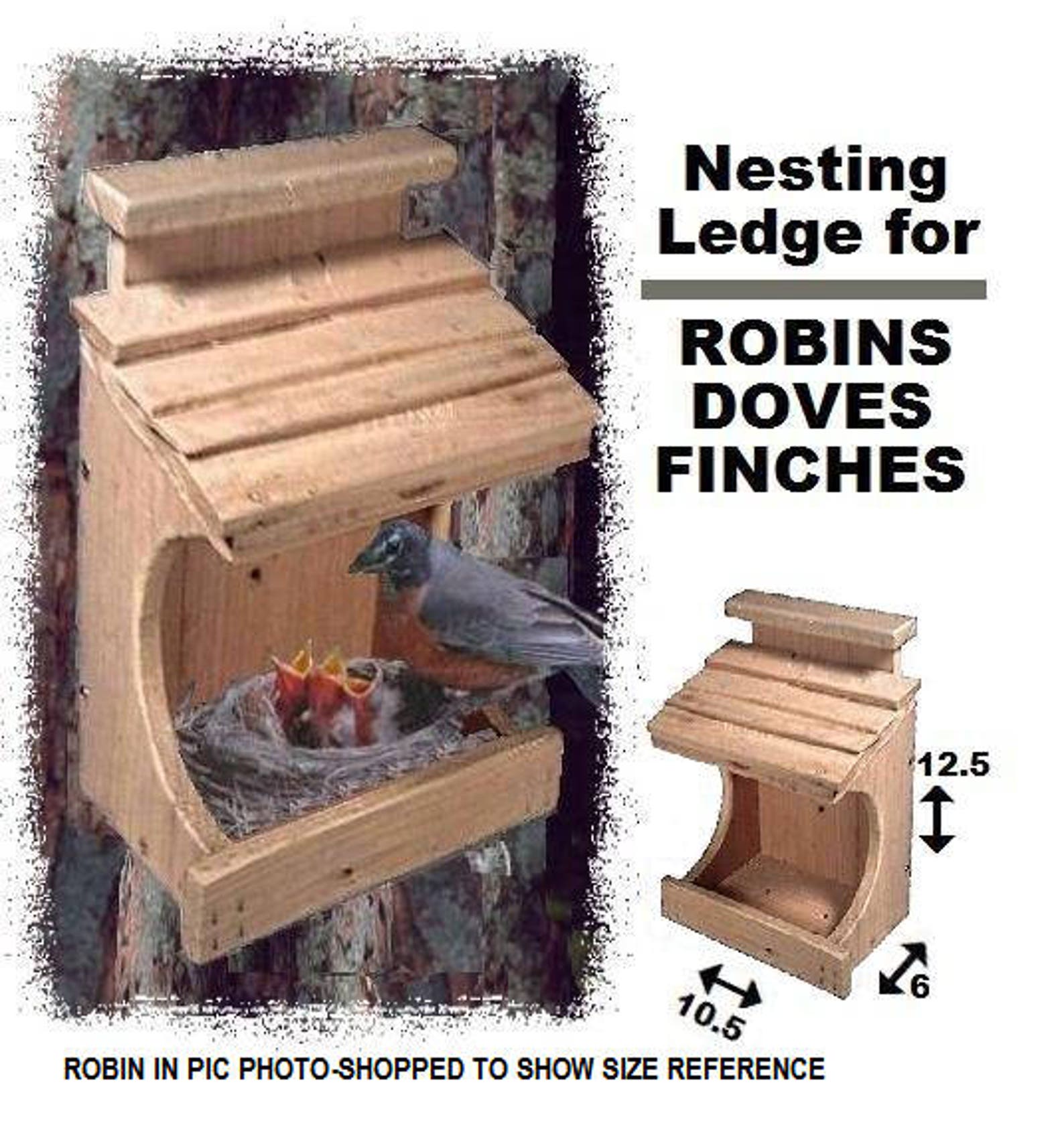 Ark Workshop 2 PACK Cedar Robin House Nesting Ledge Shelf - Etsy