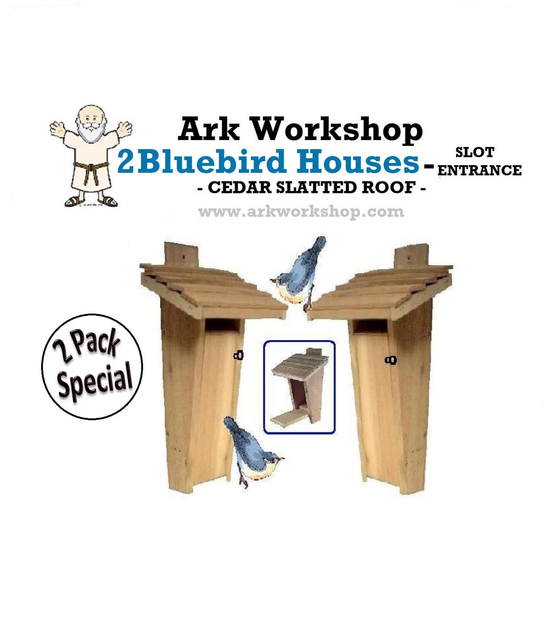 2 PACK Cedar Bluebird House: Slot Entrance Nesting Box - Etsy
