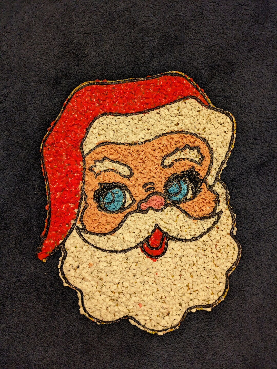 Christmas Vintage Melted Plastic Popcorn Decoration Santa Face ...