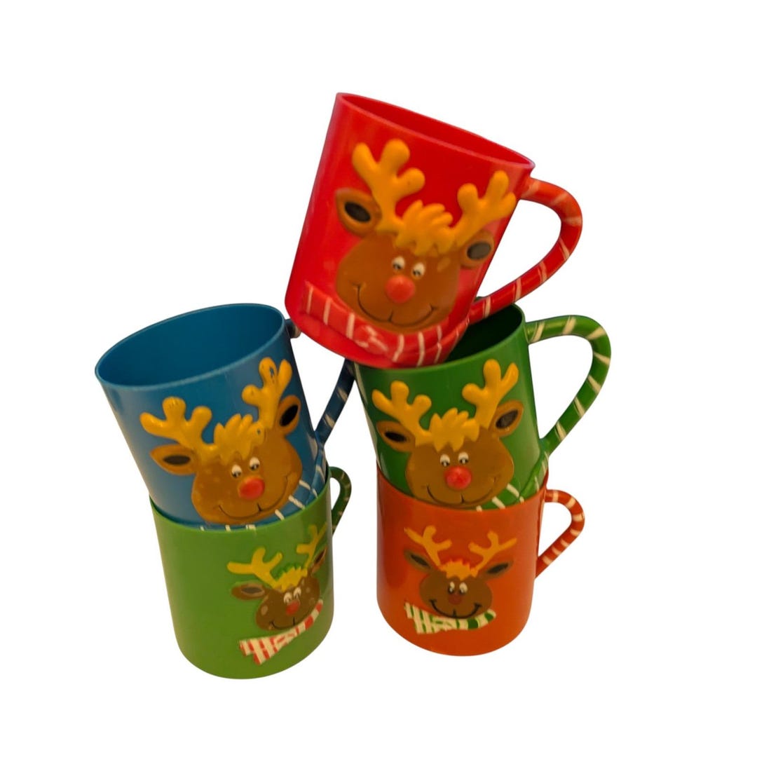 Vintage Rudolph the Red Nose Reindeer Child's Plastic Cup 3" Lot of 5 ...