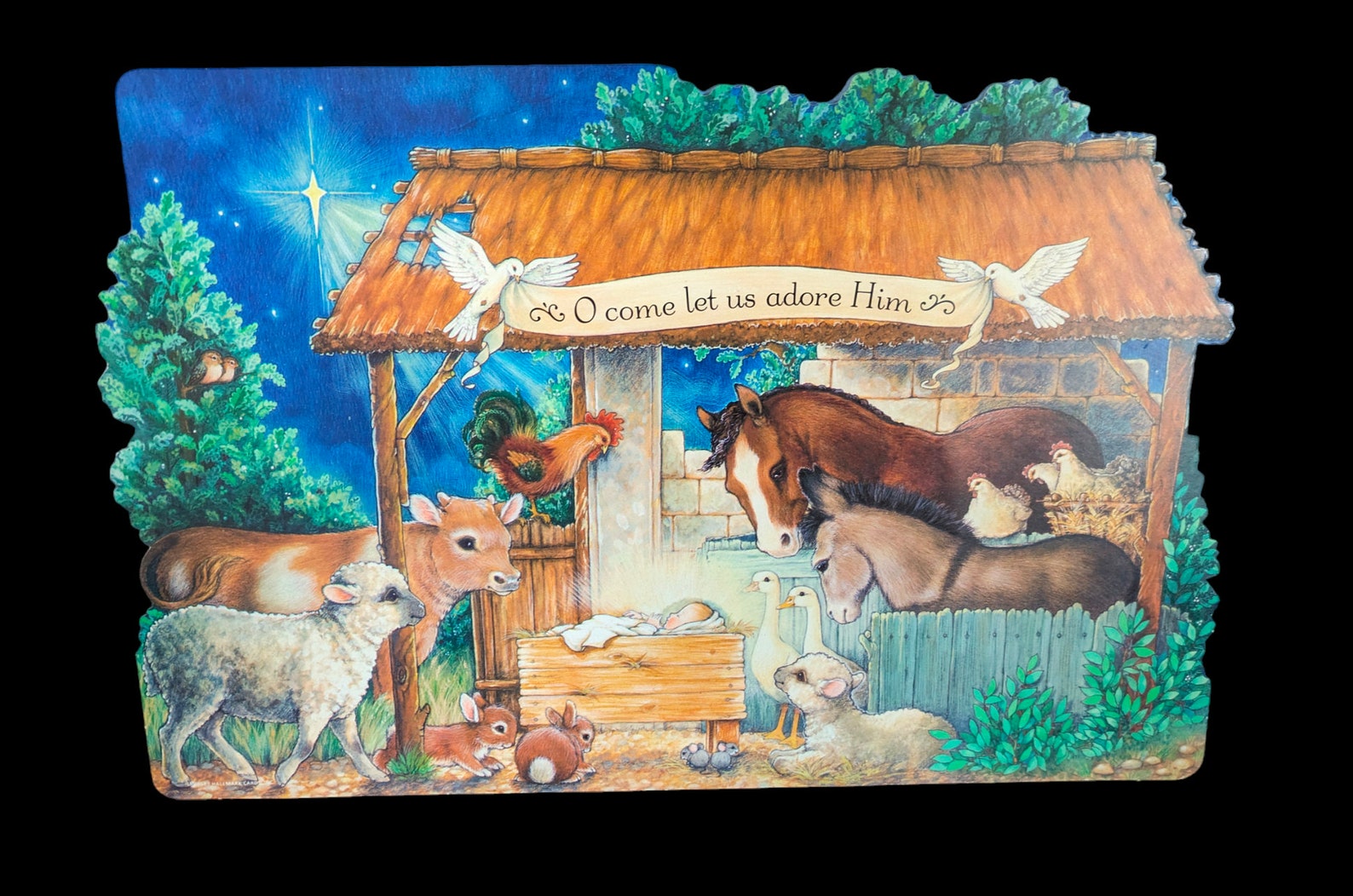1983 Hallmark Nativity Scene Die Cut - Vintage Christmas Paper Decor ...