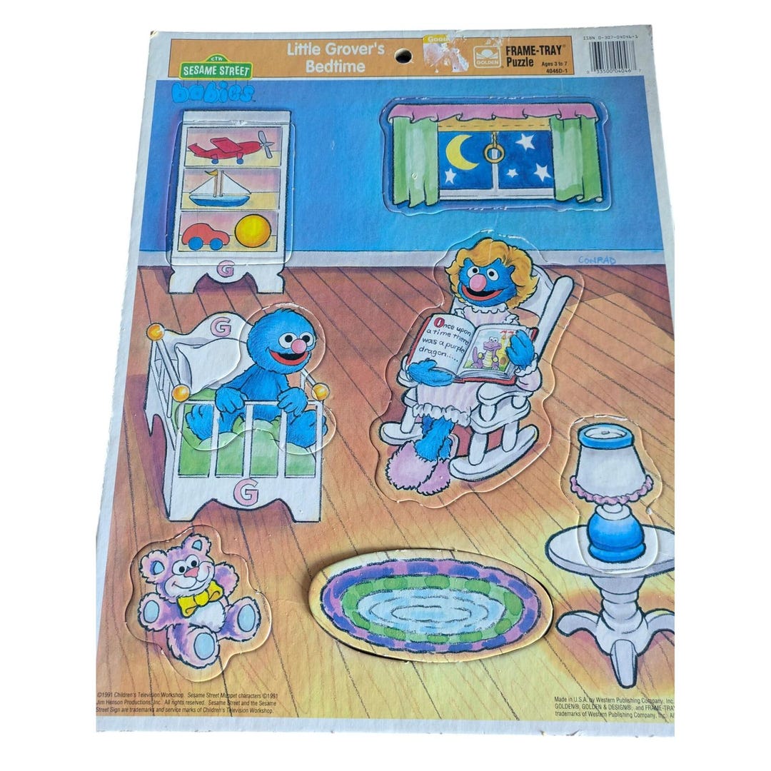 Sesame Street Babies Little Grover Bedtime Frame Tray Puzzle 1991 - Etsy
