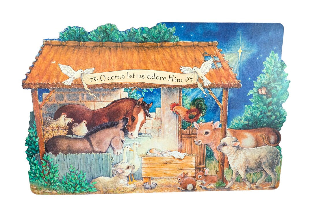 1983 Hallmark Nativity Scene Die Cut - Vintage Christmas Paper Decor ...