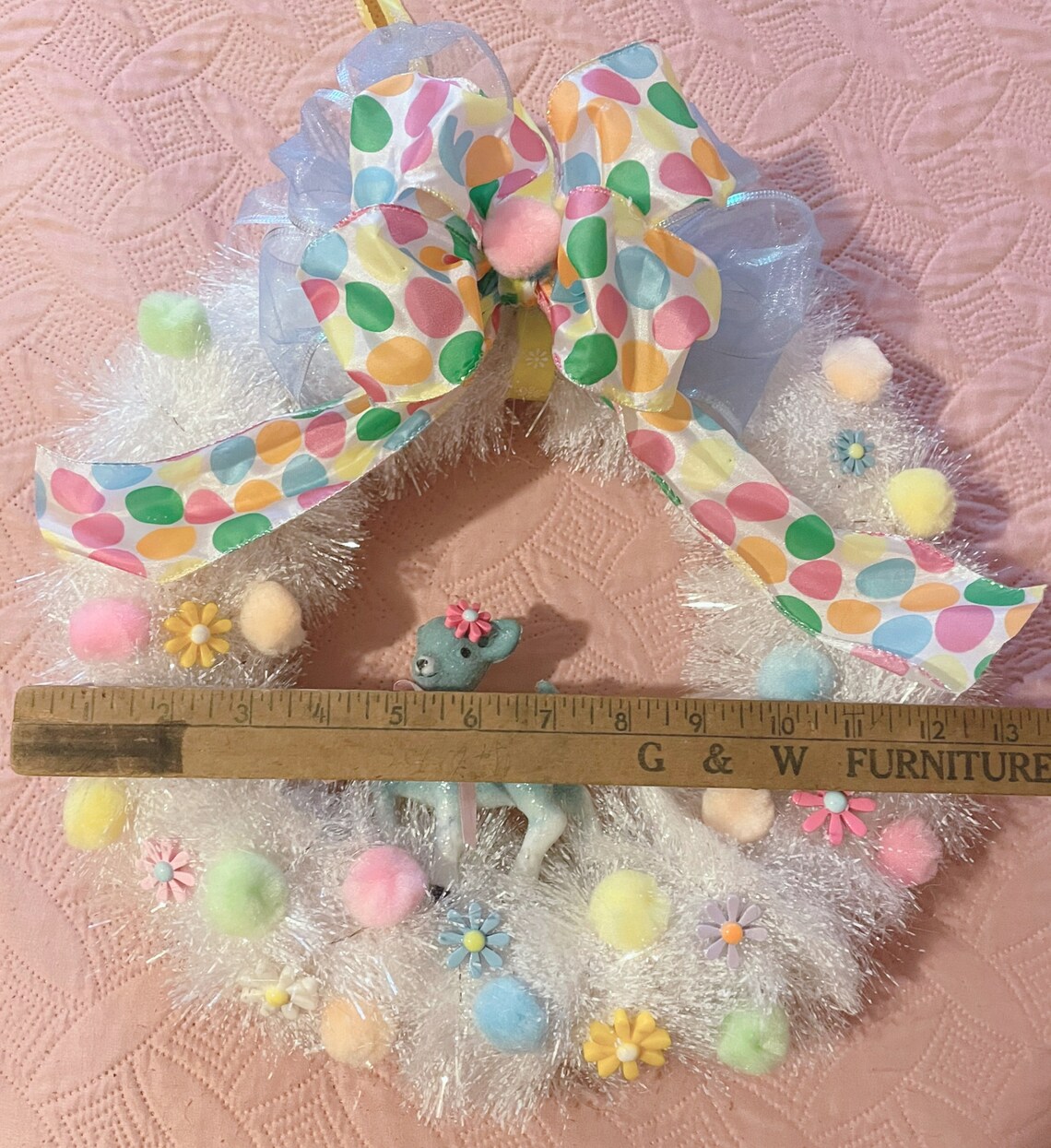 Kitsch Maximalist Easter Kitsch Deer Spring Mini Wreath Retro Inspired ...