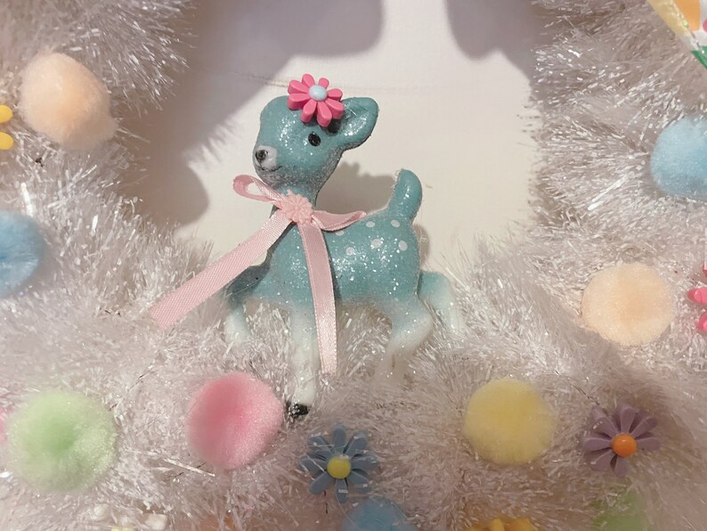 Kitsch Maximalist Easter Kitsch Deer Spring Mini Wreath Retro Inspired ...