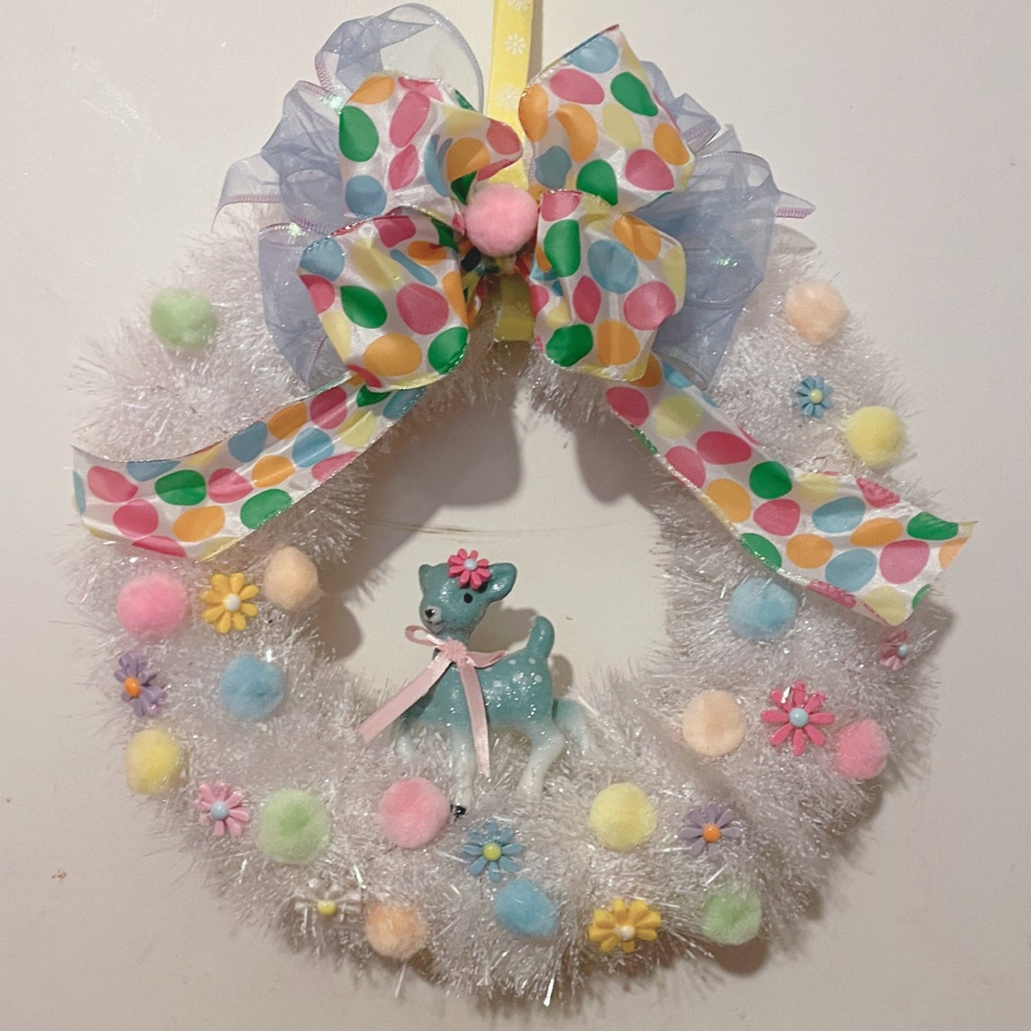 Kitsch Maximalist Easter Kitsch Deer Spring Mini Wreath Retro Inspired ...
