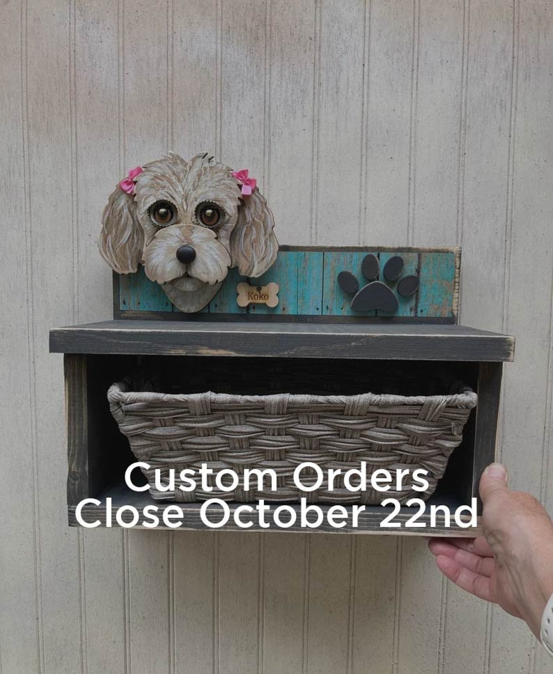 Custom Dog Leash Holder With Shelf and Baskets Dogs Leash - Etsy