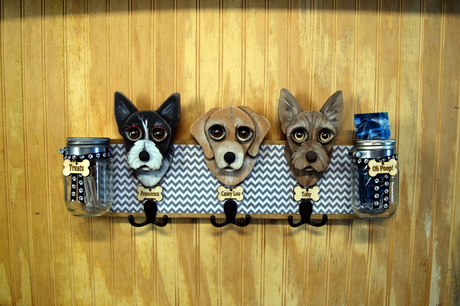 Custom Dog leash holder 3 Dog Leash holder with both treat and | Etsy