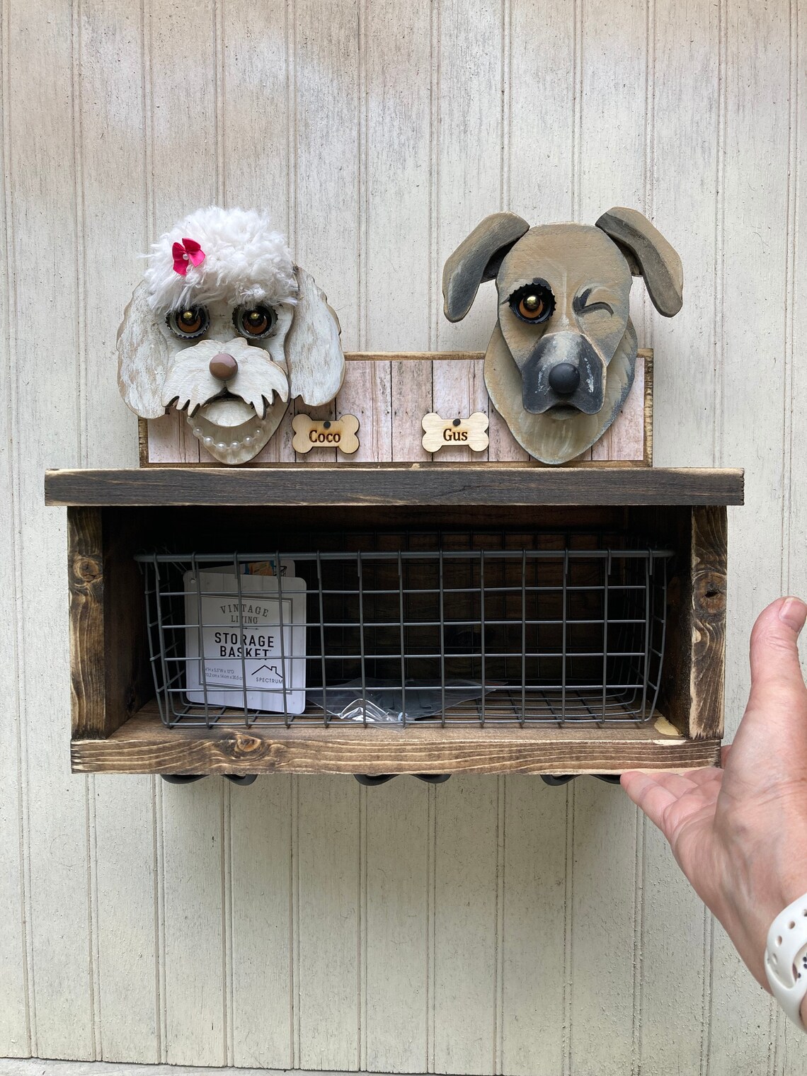 Custom Dog leash holder with shelf and baskets Dogs Leash | Etsy