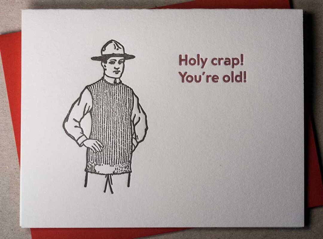 Letterpress holy Crap You're Old Birthday - Etsy