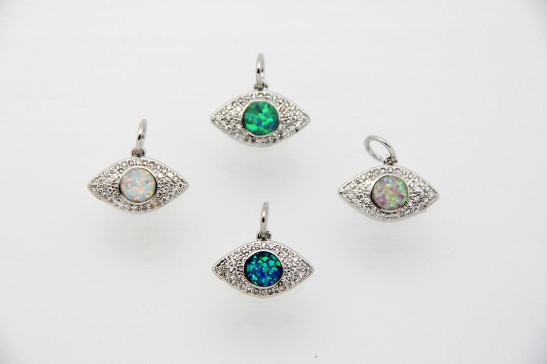 Opal sintético con CZ Micro Pave 10x17mm Encanto del ojo del mal - Etsy ...