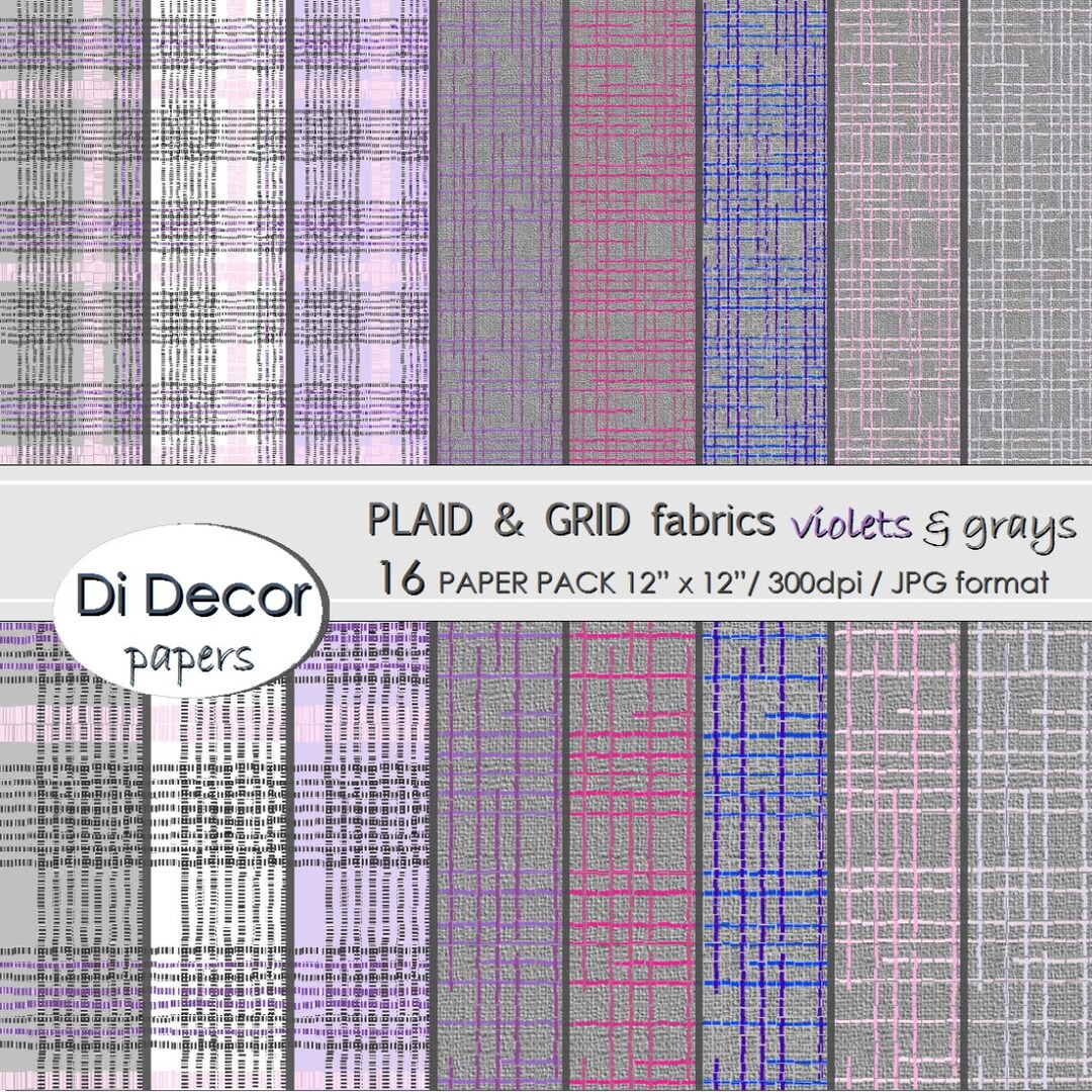 Scrapbooking Printable Paper Pattern Pack, Plaid and Grid Fabrics ...