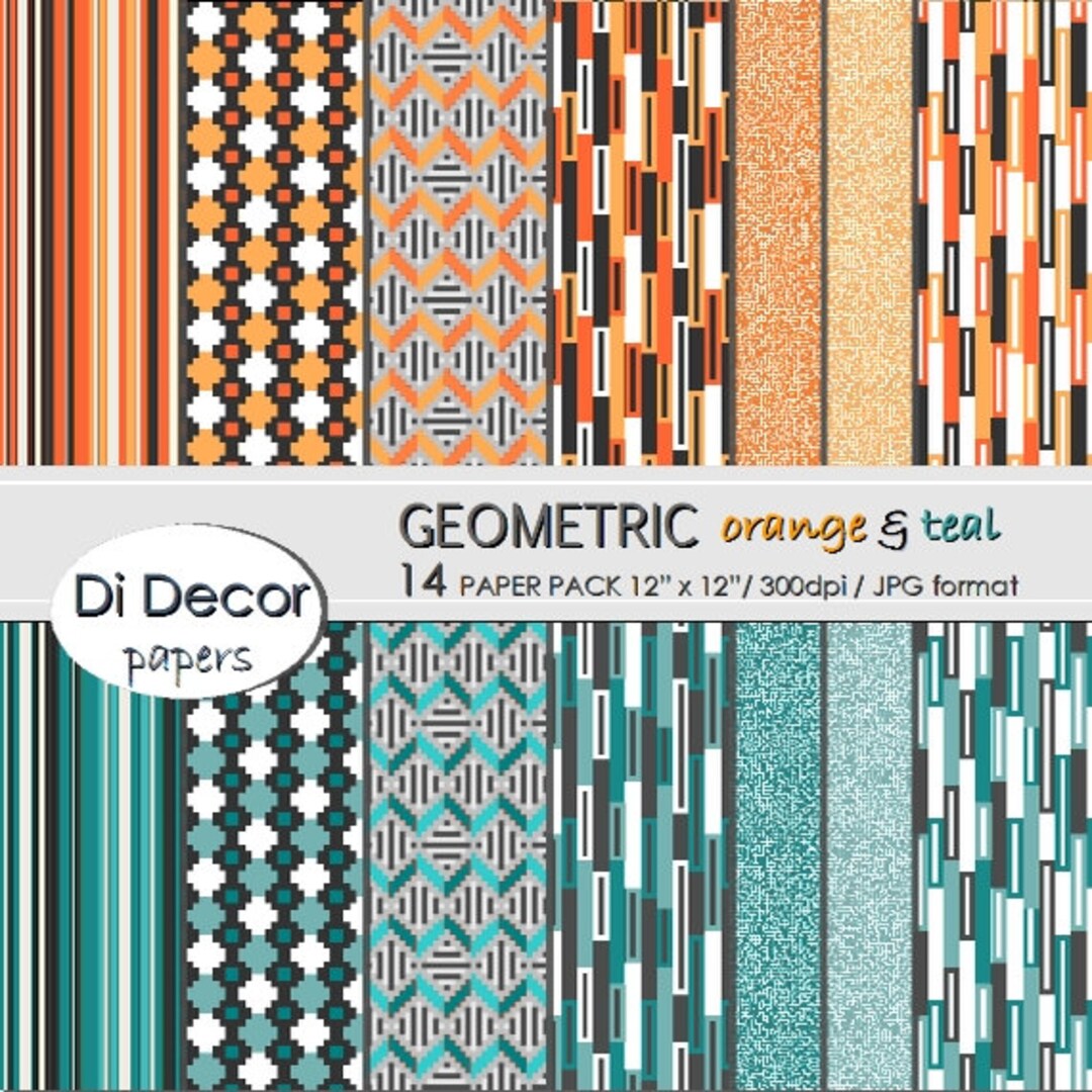 Geometric Digital Paper Pack, Scrapbooking Printable Paper Pattern Pack ...