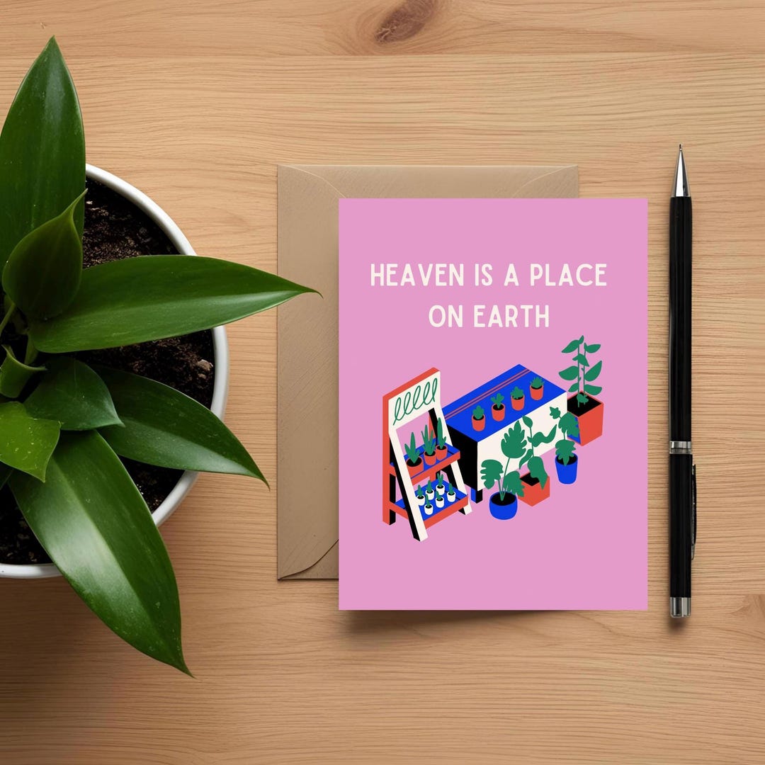 80s Mothers Day Card for Plant Lover Plant Mom Greeting Card Heaven is ...