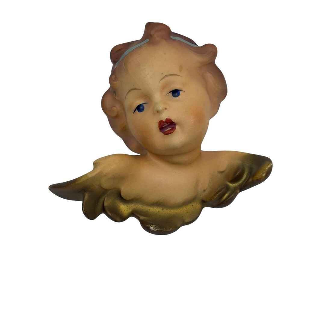 Vintage Freidel Germany Plaster Wall Hanging Cherub Hand Paint Angel - Etsy