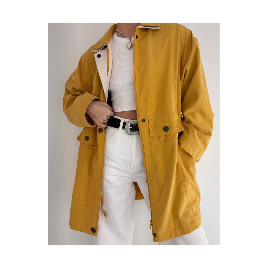 Vintage 90s Apropos Oversized Bright Mustard Yellow Chore Coat / Jacket ...