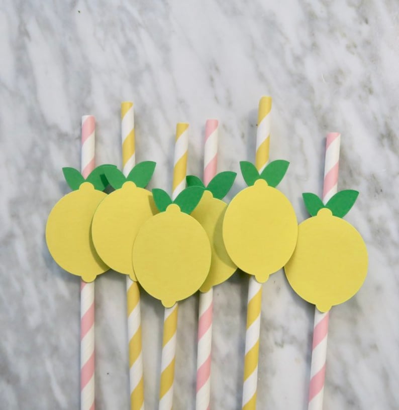 Lemon Party Straws: Lemonade Stand Decor - Etsy