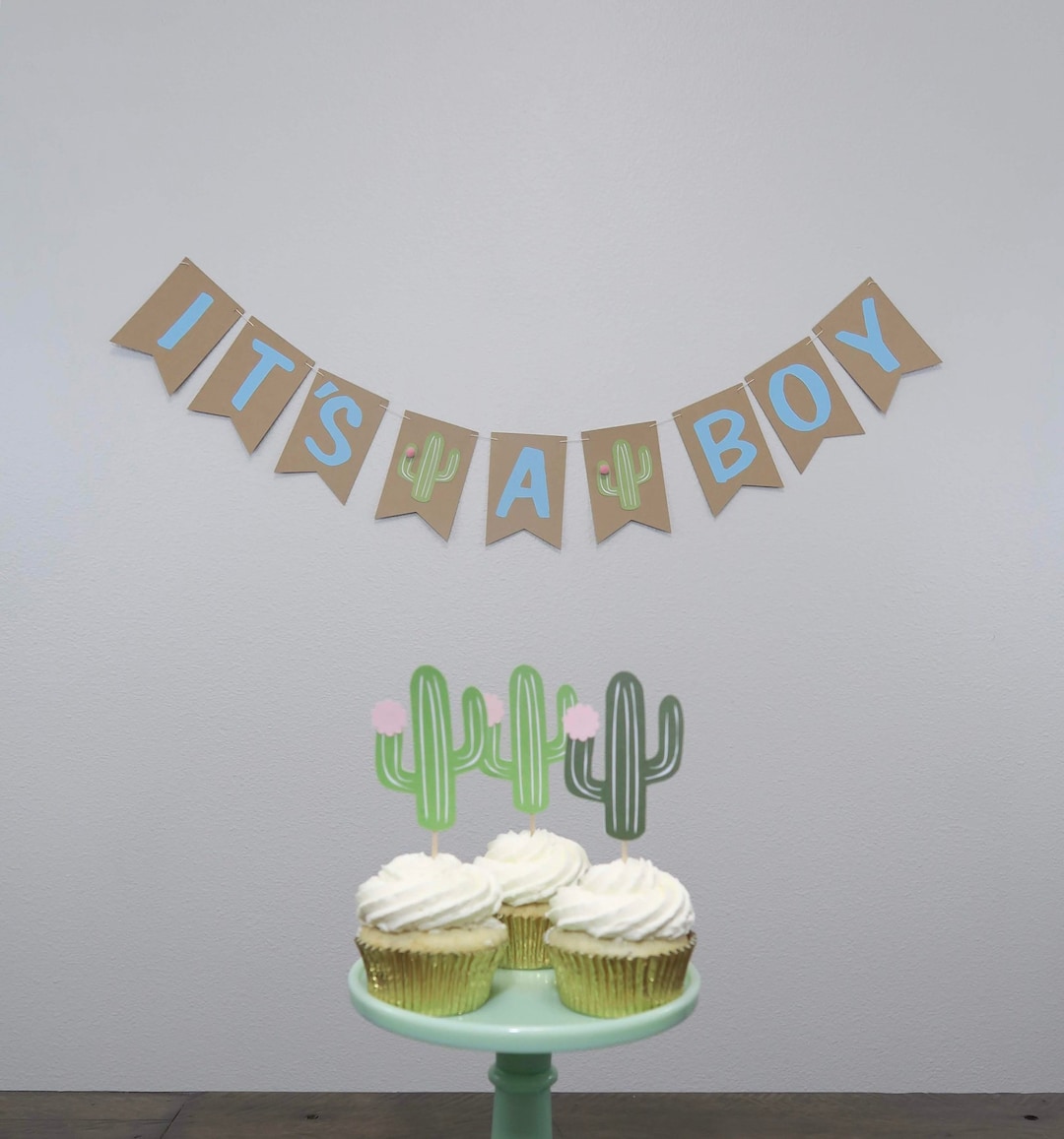 It's A Boy Cactus Banner - Baby Shower Banner, Boy Baby Shower Decor ...