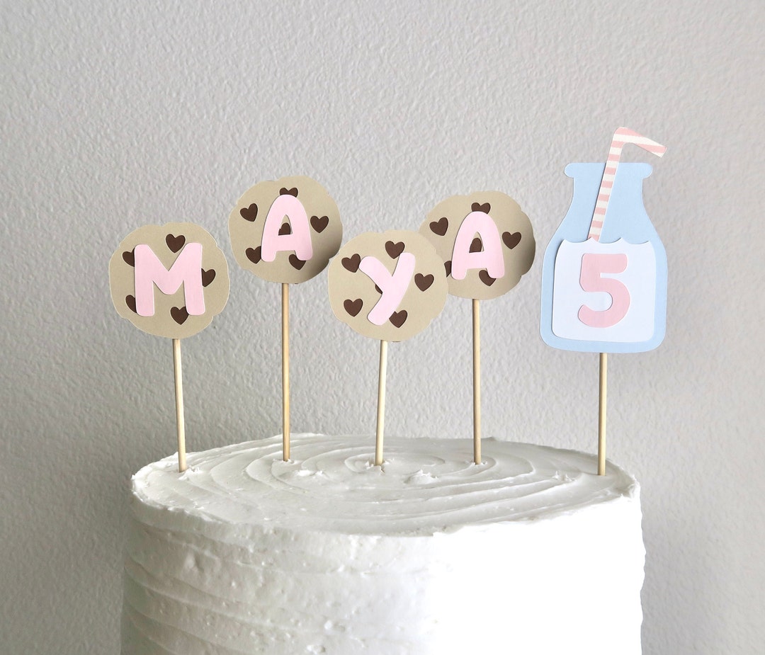 Milk & Cookies Personalized Cake Topper, Milk and Cookies Cake Topper ...
