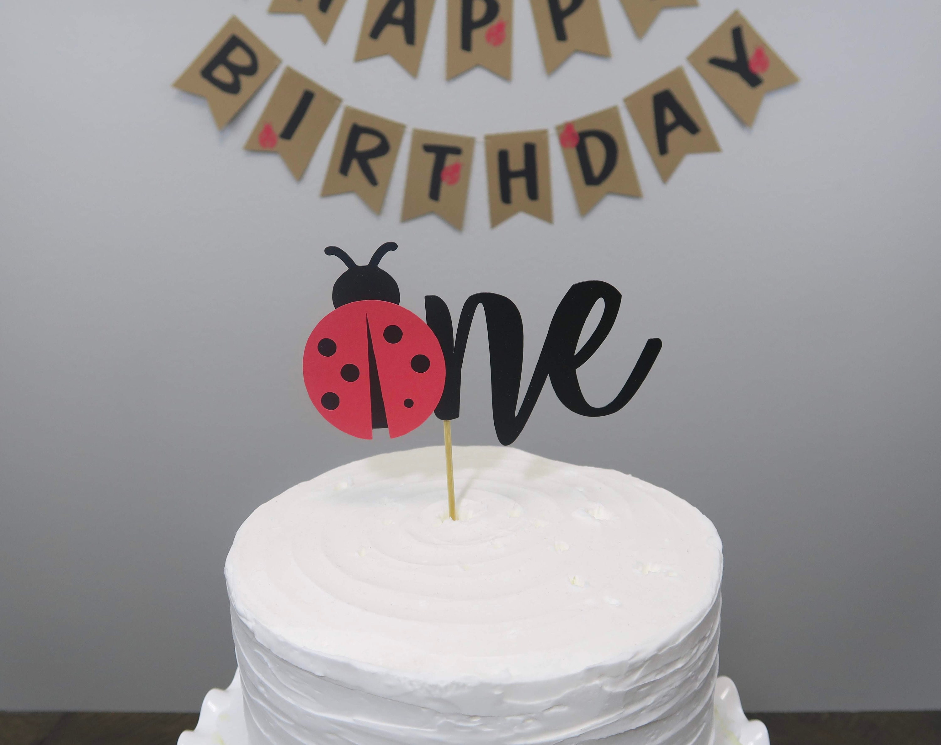 Lady Bug ONE Cake Topper Girl First Birthday Ladybug | Etsy