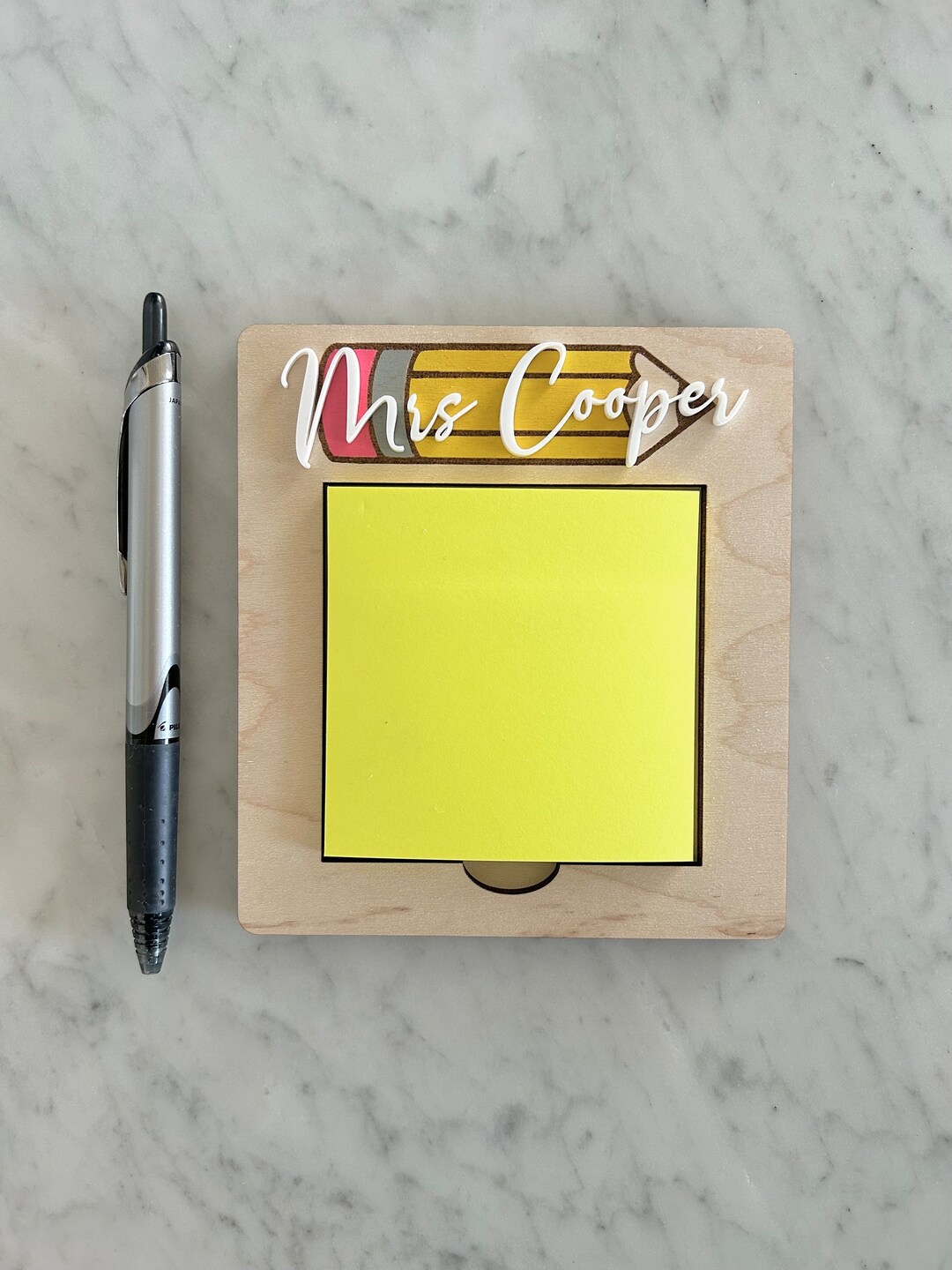 Personalized Pencil Notepad Holder, Teacher Appreciation Gift, Sticky ...