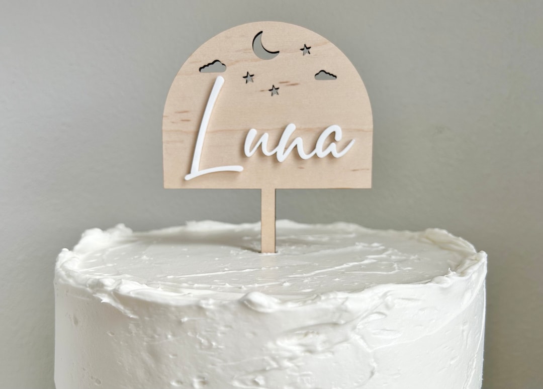 Personalized Moon Cake Topper - Two the Moon Topper, Custom Wood Cake ...