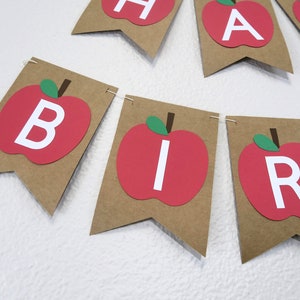 Apple Happy Birthday Banner - Apple Theme Party Decor - Etsy