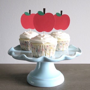 Apple Cupcake Toppers - Apple Birthday Party Decor, Apple of My Eye ...