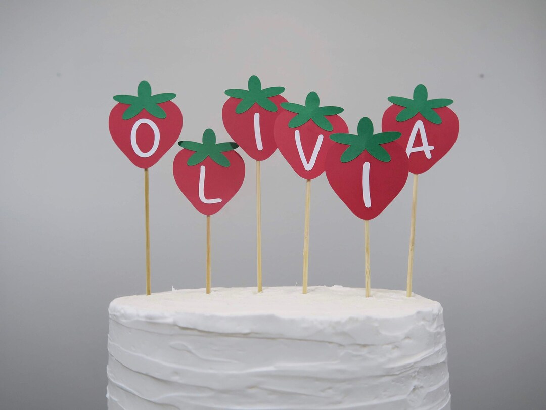 Strawberry Cake Topper, Personalized Cake Topper, Strawberry Theme ...