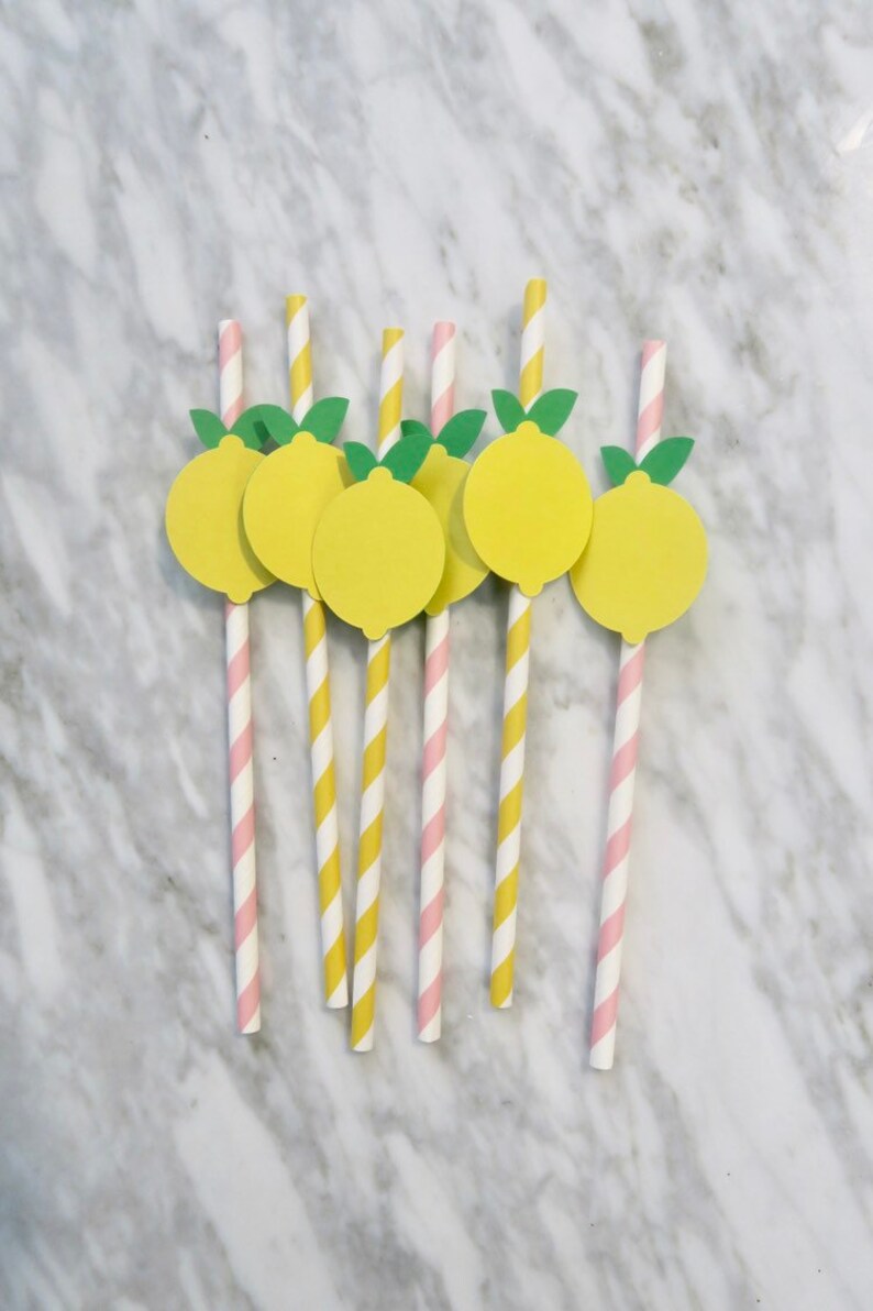 Lemon Party Straws: Lemonade Stand Decor - Etsy