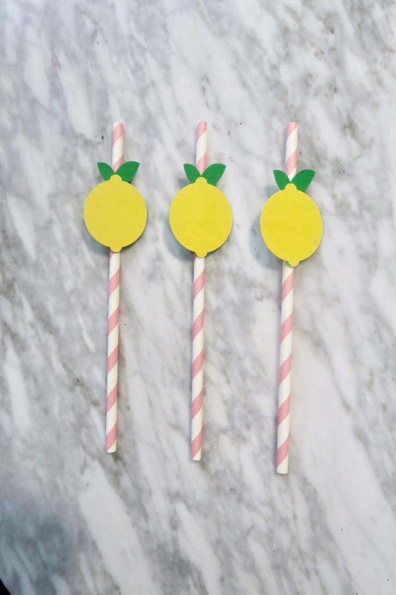 Lemon Party Straws: Lemonade Stand Decor - Etsy