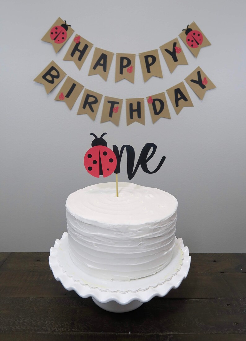 Lady Bug ONE Cake Topper Girl First Birthday Ladybug - Etsy