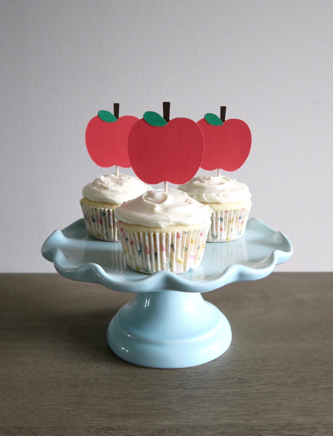 Apple Cupcake Toppers Apple Birthday Apple of Our Eye Theme | Etsy