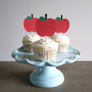 Apple Cupcake Toppers: Apple Birthday Party Decor (set of 12) - Etsy