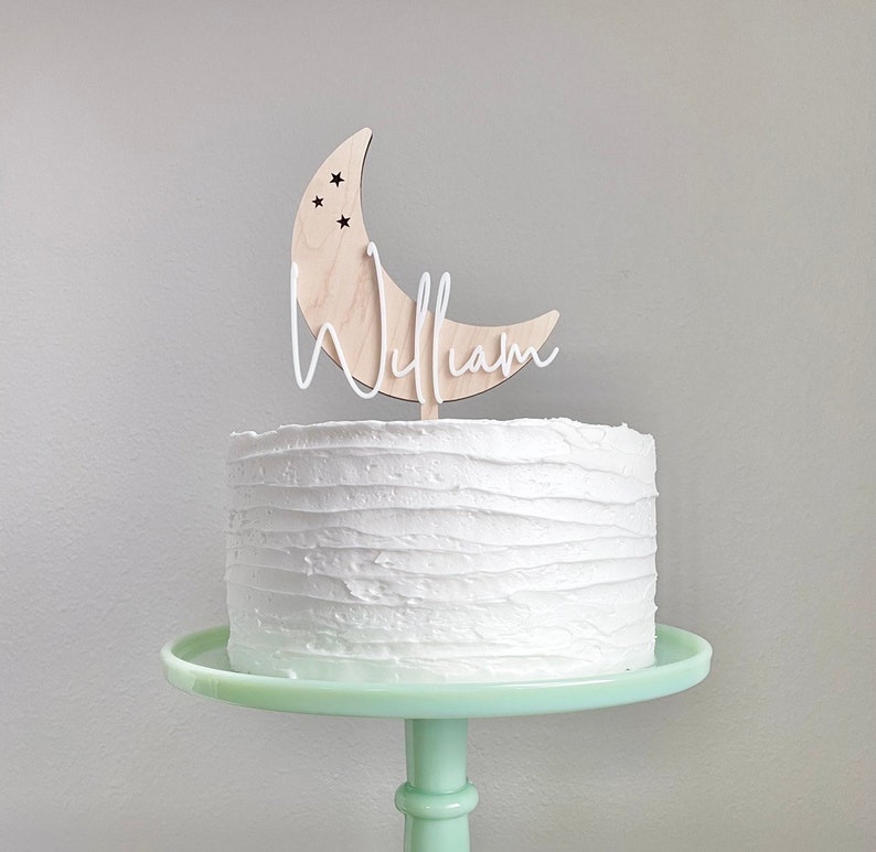 Personalized Crescent Moon Cake Topper Two the Moon Theme - Etsy