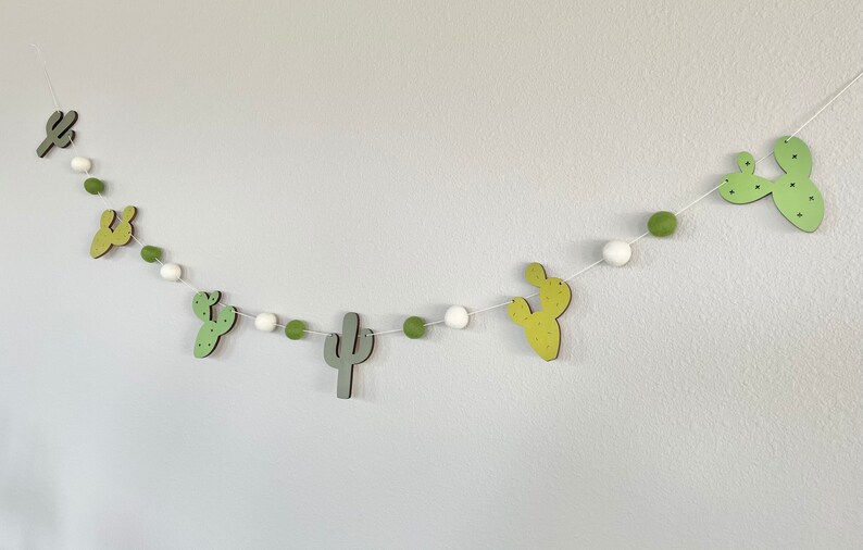 Cactus Wood Garland Cactus Party Decor Cactus Theme Decor | Etsy