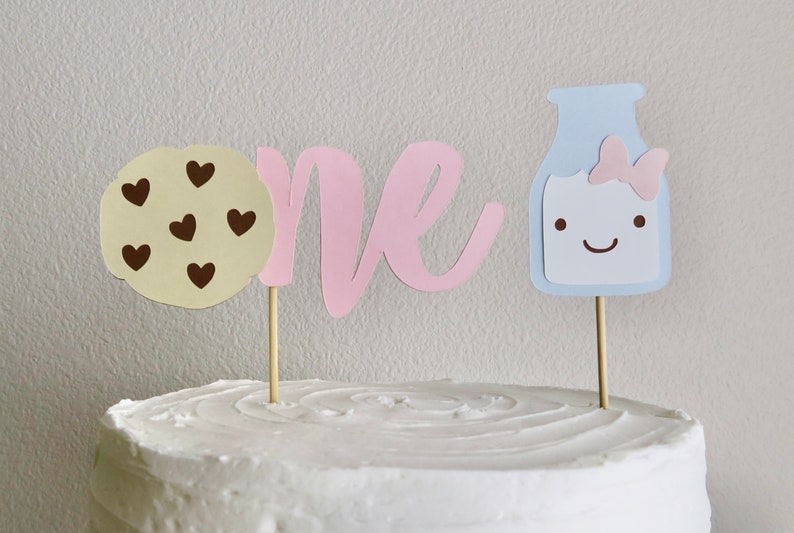 Milk & Cookies Cake Topper ONE Cake Topper Milk and Cookies - Etsy