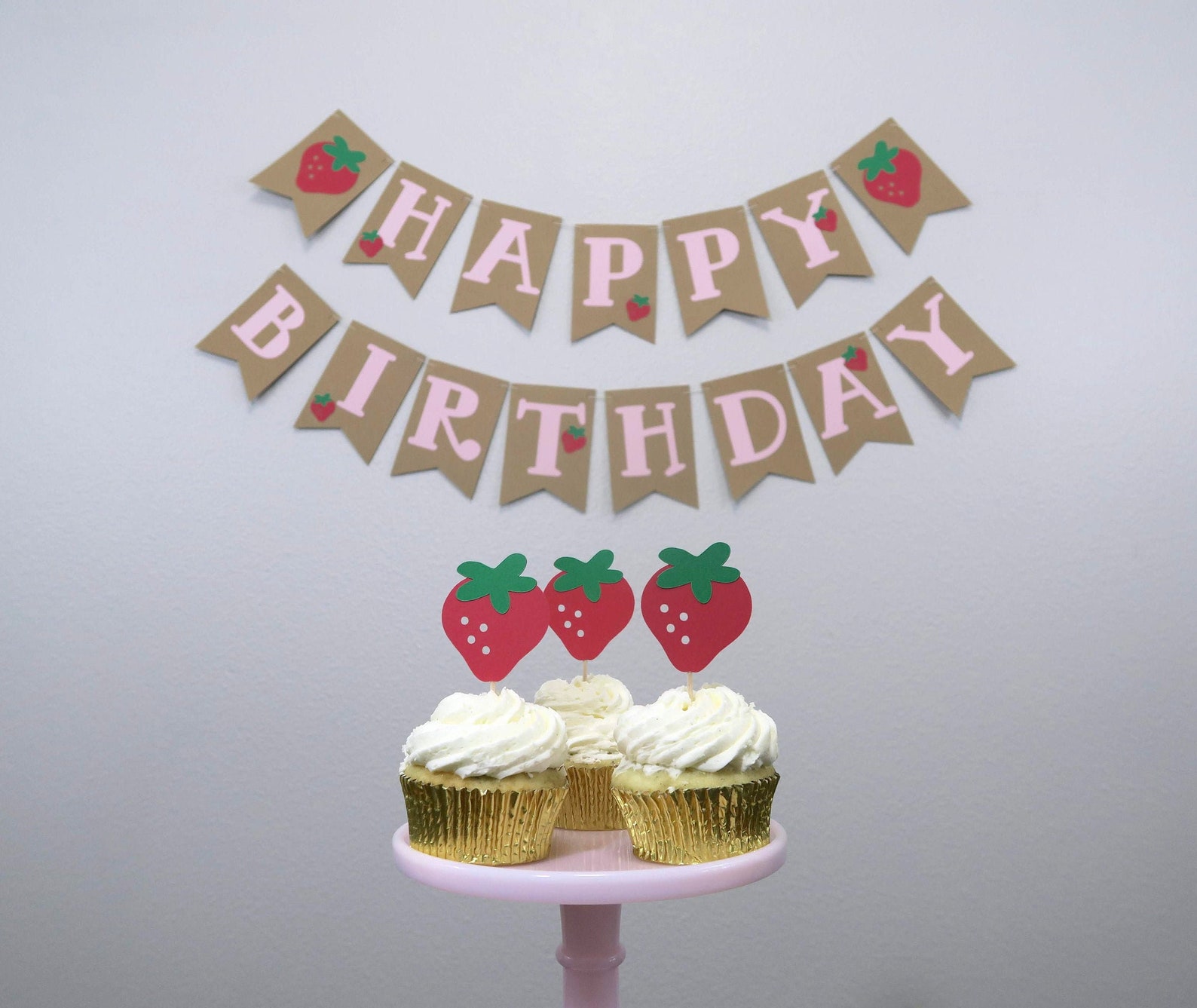 Strawberry Birthday Banner First Birthday Banner Strawberry | Etsy