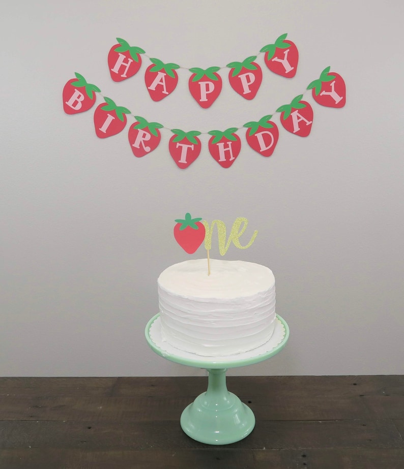 Strawberry Birthday Banner First Birthday Banner Strawberry | Etsy