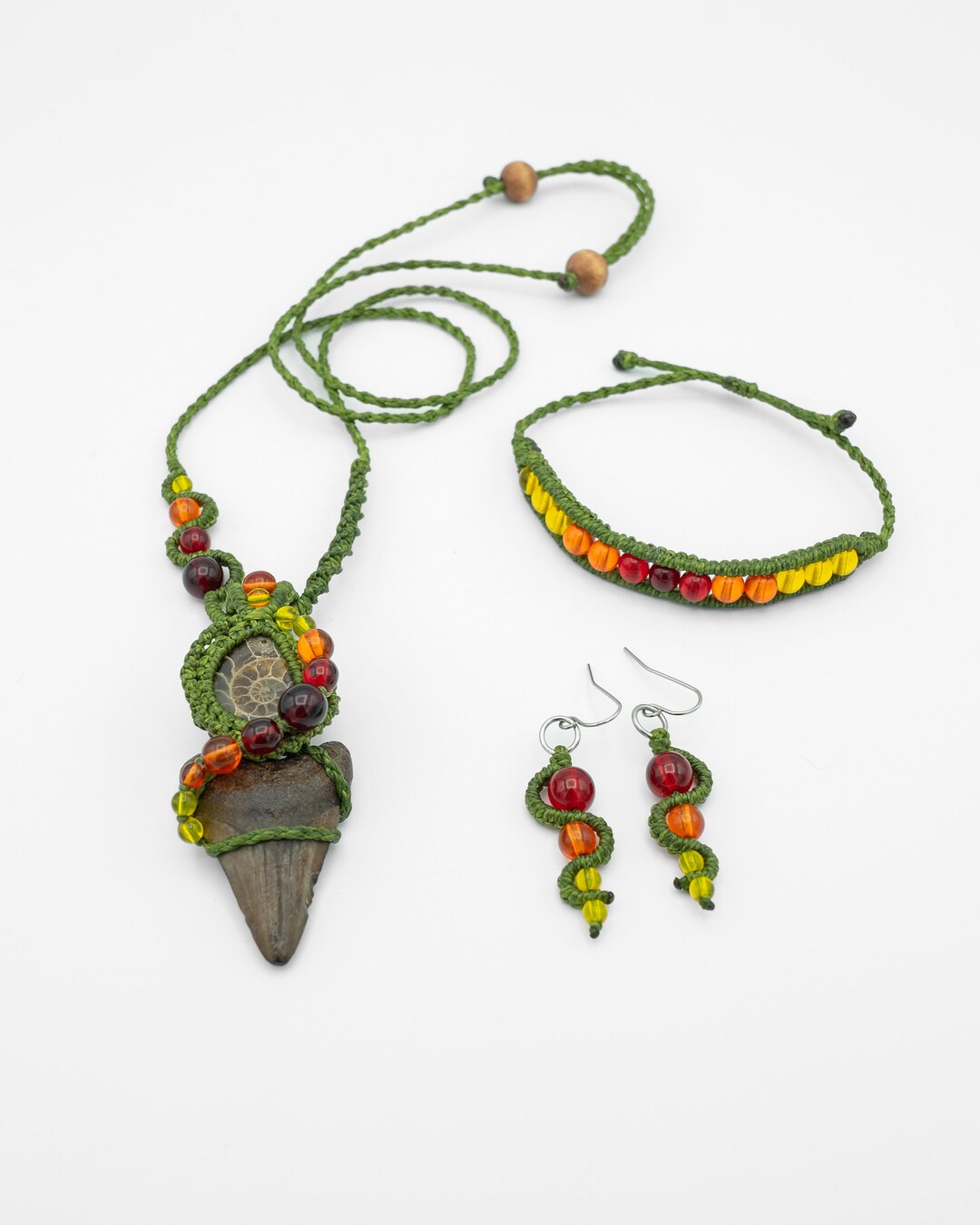 Megalodon Tooth and Ammonite Jewelry Set - Etsy