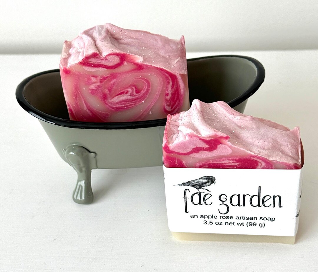 Rose Apple Handmade Soap, Fae Garden, Pink & White, Cold Process - Etsy