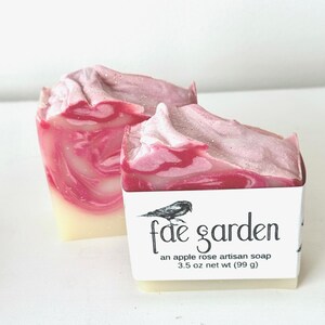 Rose Apple Handmade Soap, Fae Garden, Pink & White, Cold Process - Etsy
