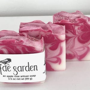 Rose Apple Handmade Soap, Fae Garden, Pink & White, Cold Process - Etsy