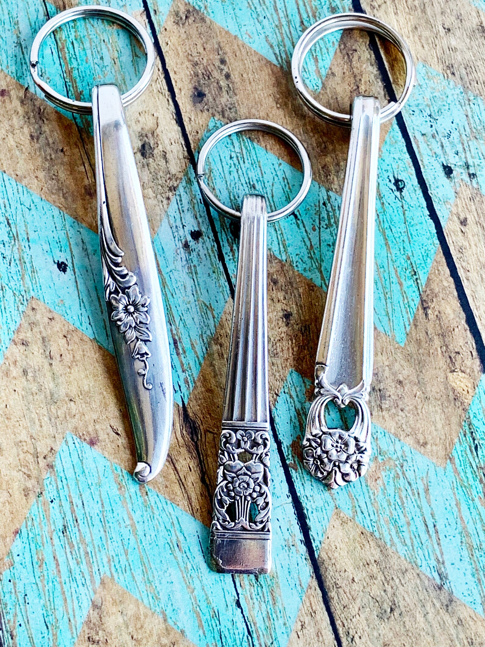Sets of Vintage Silverware Keychains, Recycled Flatware, Upcycled Silverware, Realtor Gifts ...