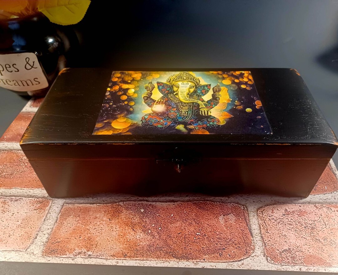 Ganesha Box Majick Wood Lockbox Vintage Handmade - Etsy