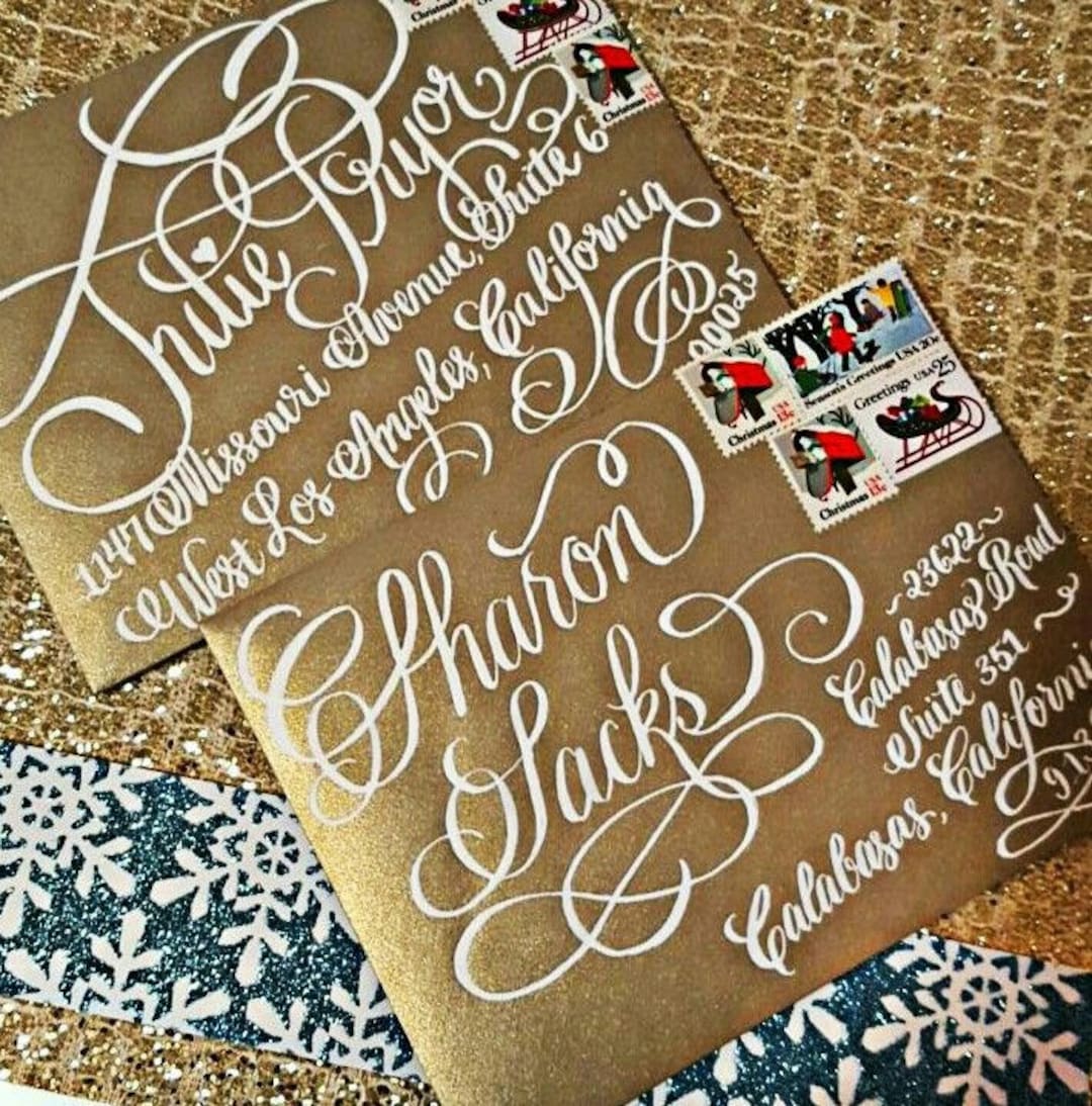 Luxurious Festive Christmas Calligraphy Envelope Addressing Customize ...