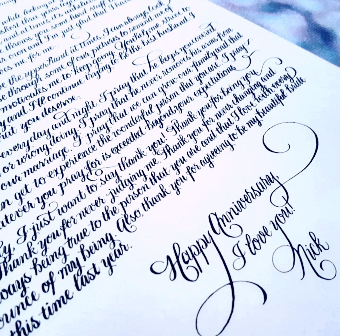 One Year Custom Calligraphy Anniversary Gift Elegant - Etsy