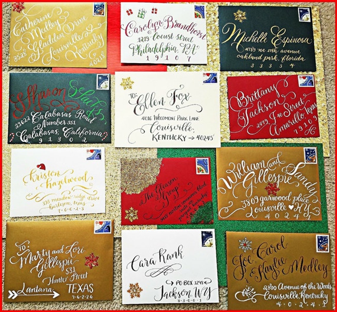 Calligraphy Christmas Envelope Addressing - Etsy